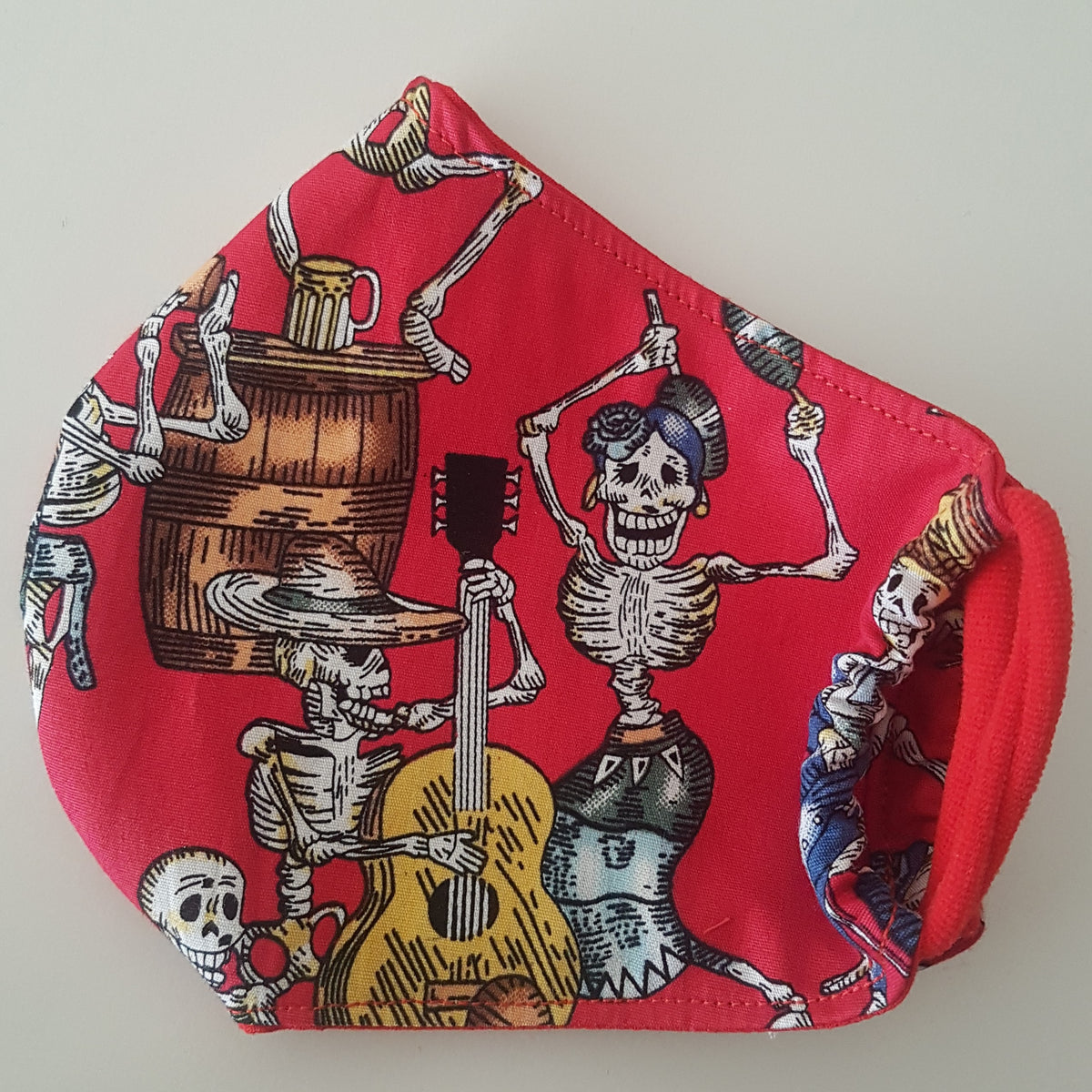 Red Skeletons Face Mask | Spooky Scary Skeletons | Triple Layered Hand ...